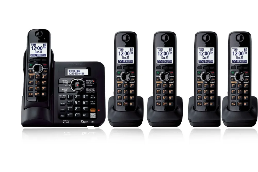 5 Handsets KX TG6641 DECT 6.0 Digitale draadloze telefoon Zwart ...