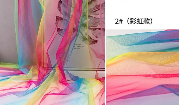 Rainbow Gradient Mesh Chiffon Fabric - Queerks™