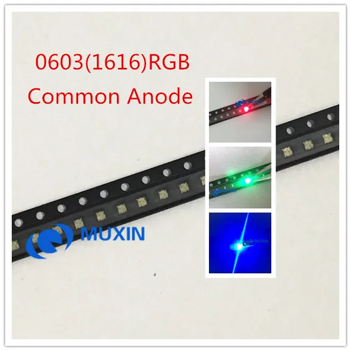 1000PCS/Lot SMD 0603 RGB Common Anode Led 0603 RGB LED Diode 4 Bin Size ...