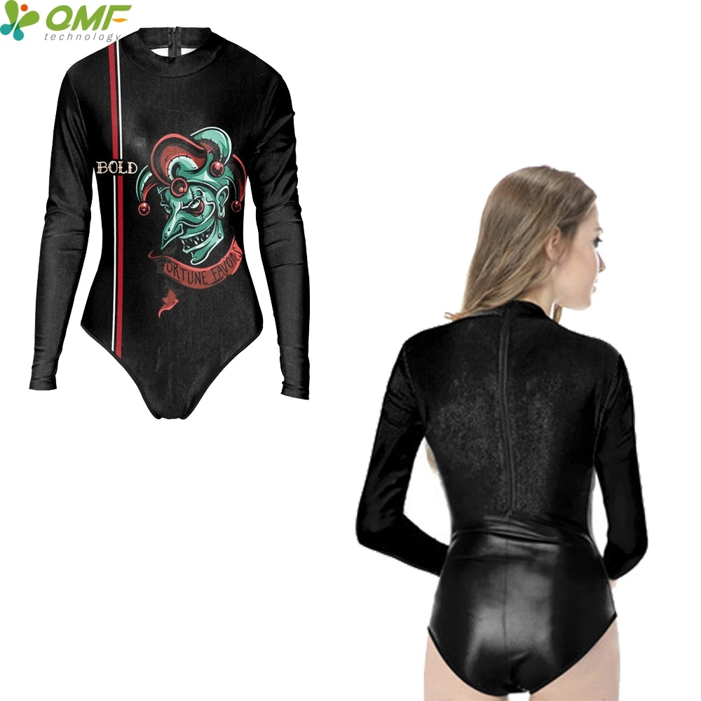 Fortune Favors The Bold Print Swimwear Long Sleeve Zipper Monokinis One
