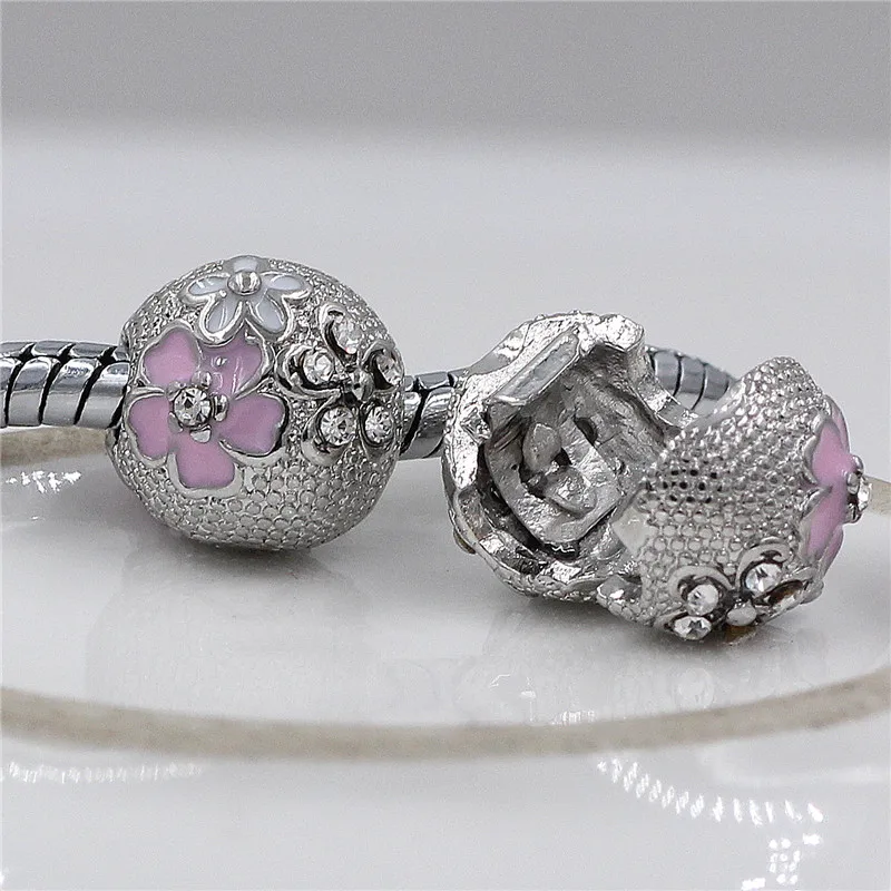 2Pcs-Lot-Silver-colour-Copper-Stopper-crystal-Clip-Lock-flowers-Bead ...
