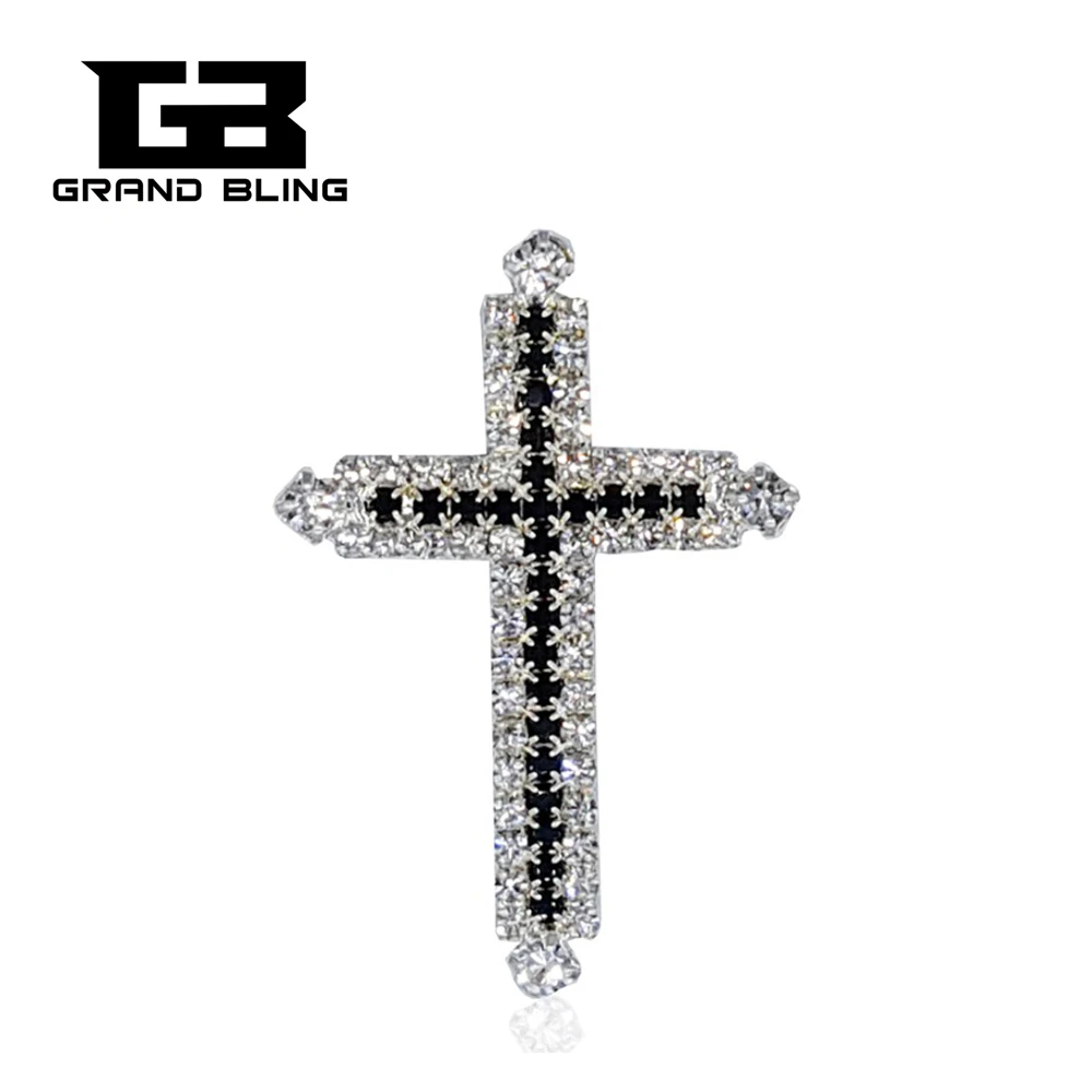 Fashion Silver Plated Rhinestone Cross Brooch Pin Hand-made Lapel Pin ...