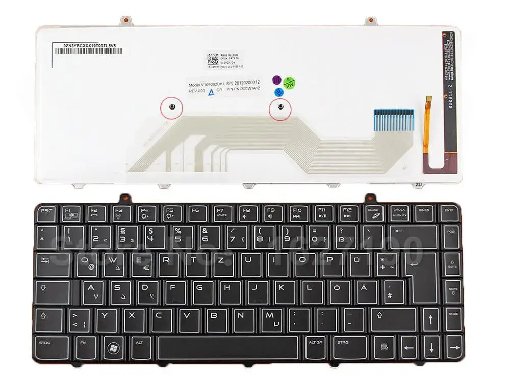 GR/German Keyboard Laptop for DELL Alienware M11x R2 R3 BLACK Backlit ...