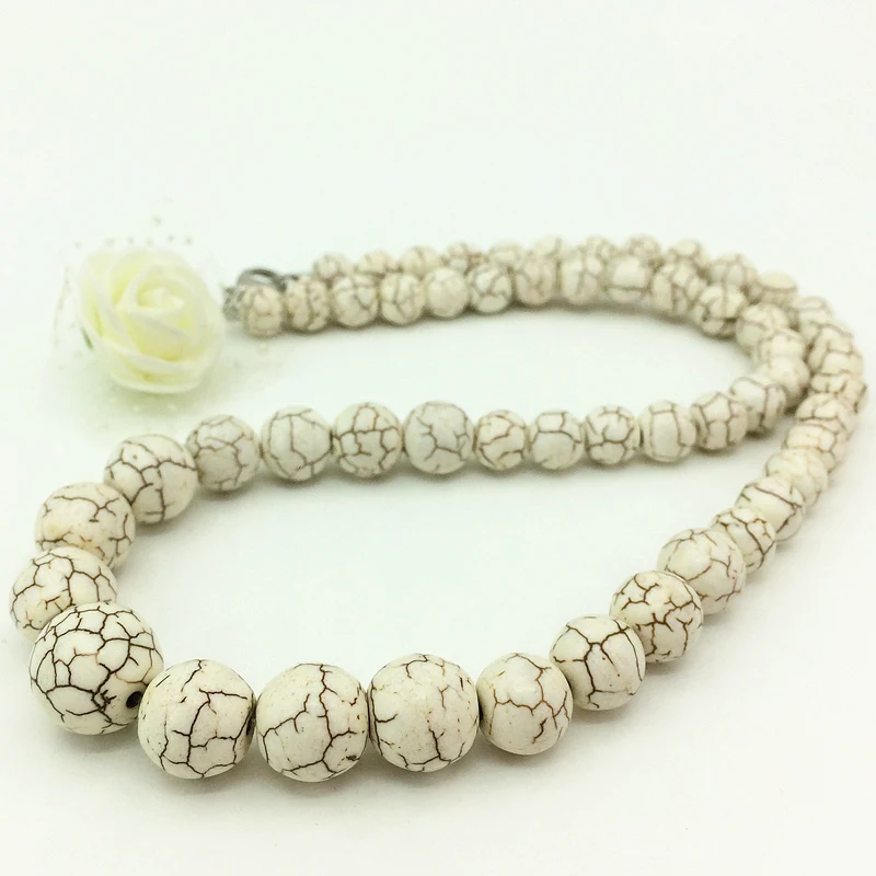 Beyaz calaite siyah damarlar taş 6 14mm yuvarlak boncuk kulesi zincir ...