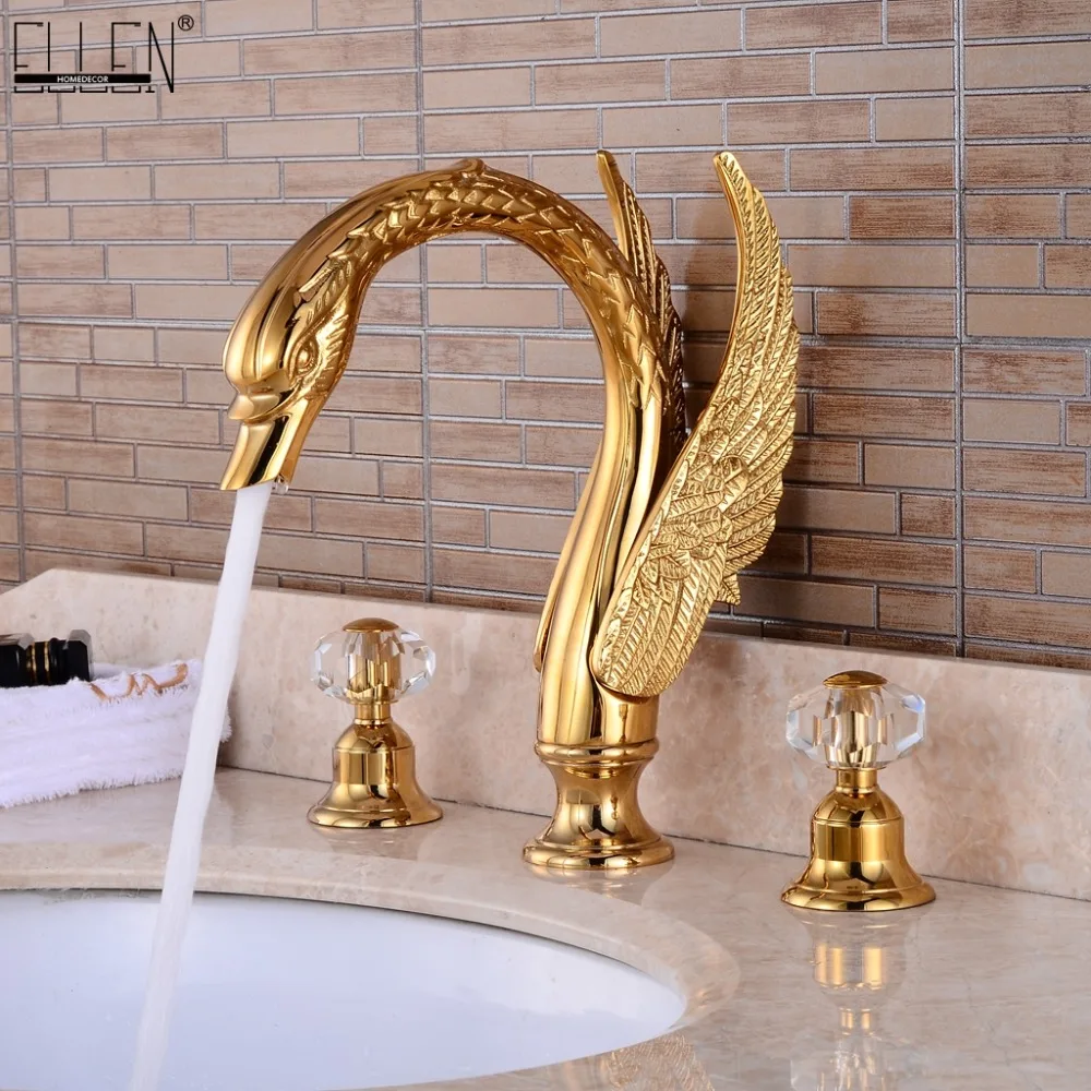 In ottone Soild finitura oro rubinetto del bagno golden swan rubinetti ...
