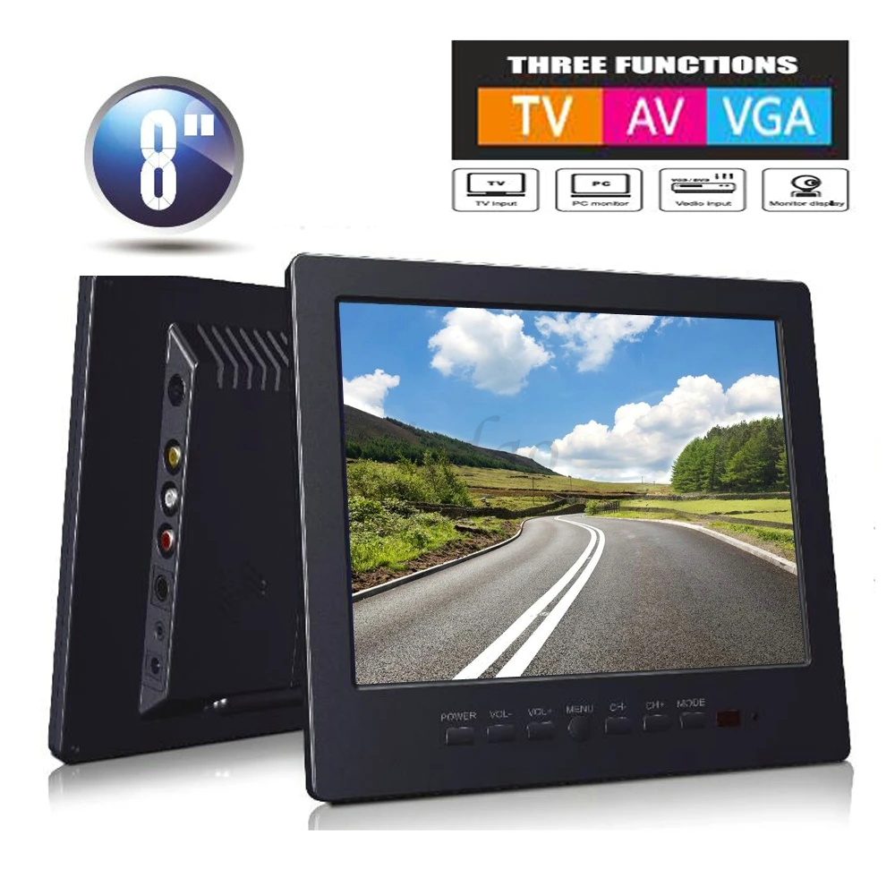 8 inch Car CCTV Monitor PC Portable Monitor Analog TV Receiver Color ...