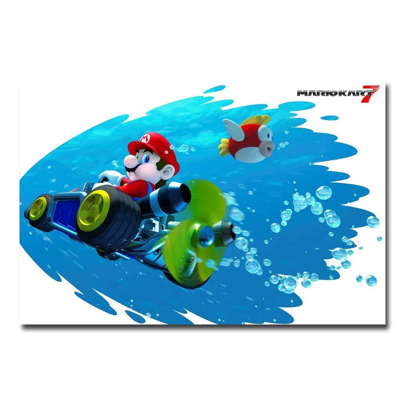 Super Mario Kart Art Silk Fabric Poster Print 13x20 24x36 inch Vedio ...