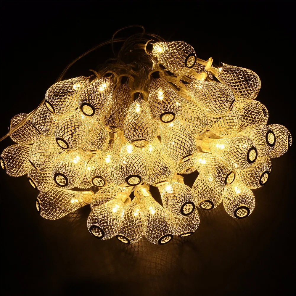 Outdoor Strings Lights, 31FT/9.5M Water Drop String Lights with 50 LEDs ...