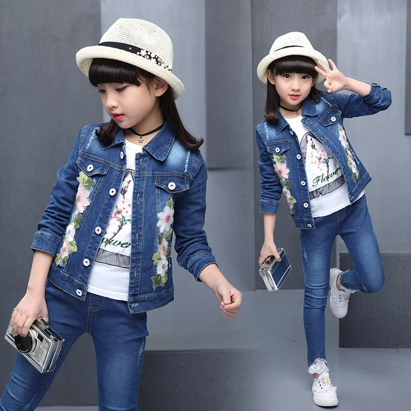 2018 New Flower Girls Sport Suits Kids Clothes Suit Children Tracksuits ...
