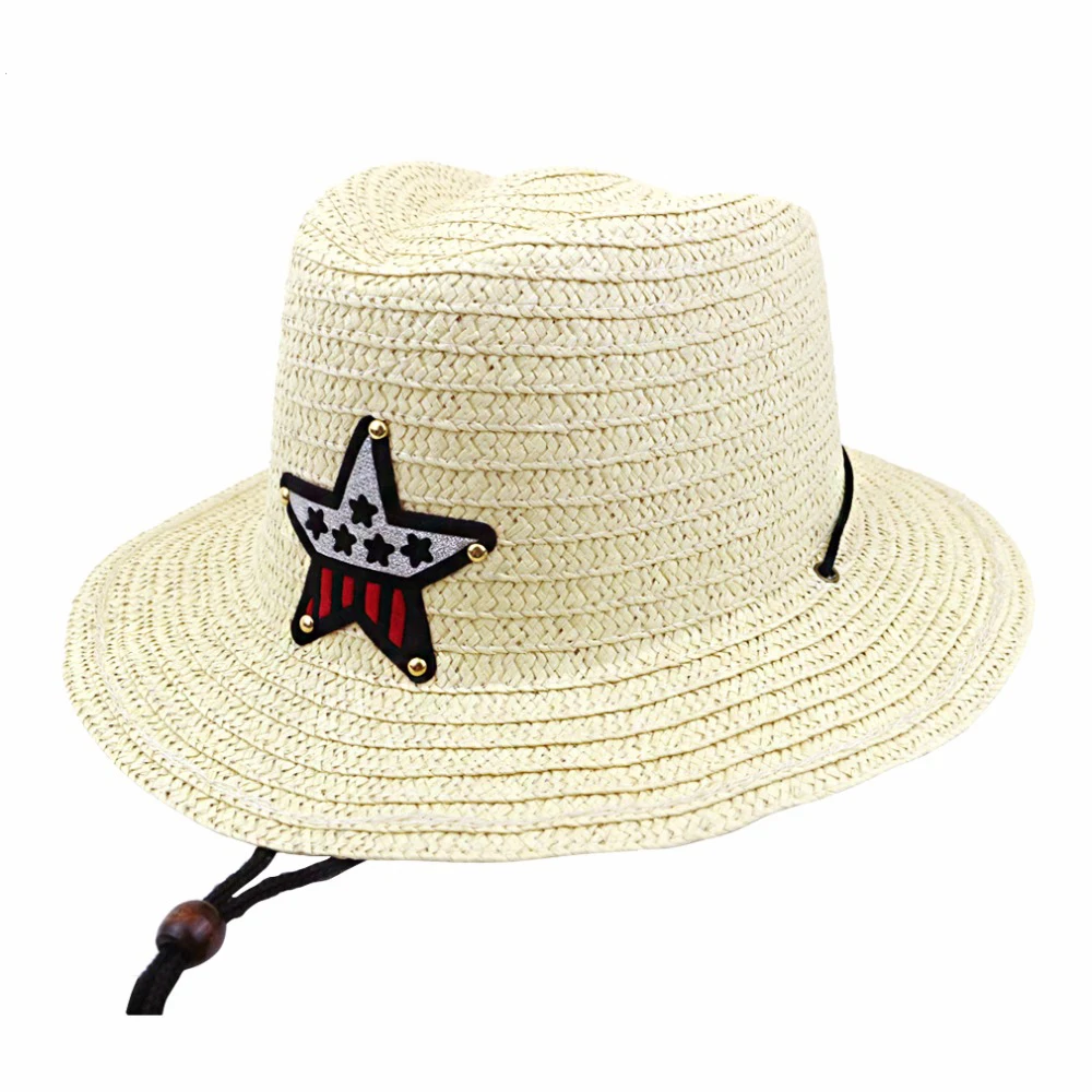 2018 New Boy And Girl Summer Cowboy Hat Jazz Hat Straw Hat With Five ...