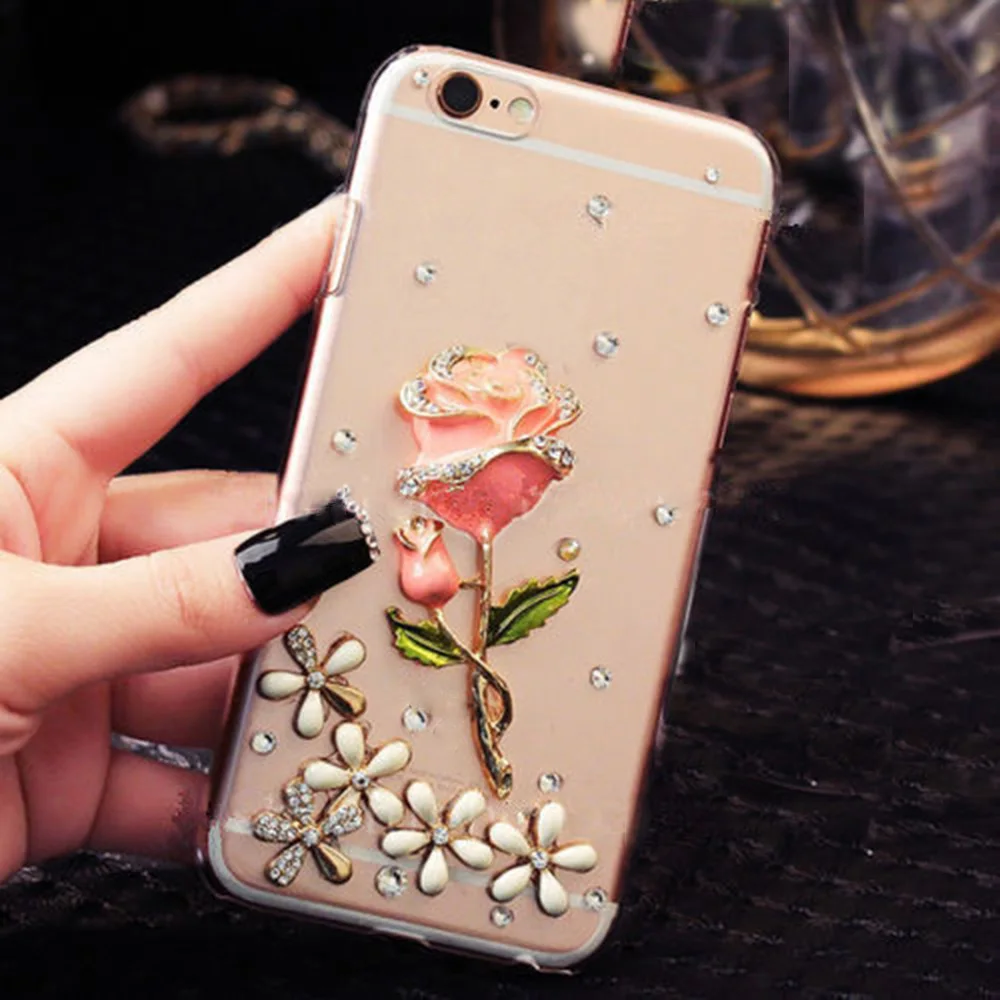 For iPhone 8 Plus phone case Fashion Bling Crystal Pearl Rhinestone ...