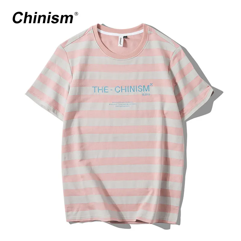 CHINISM Striped Cotton Short Sleeve T Shirts 2018 Hip Hop Casual O Neck ...