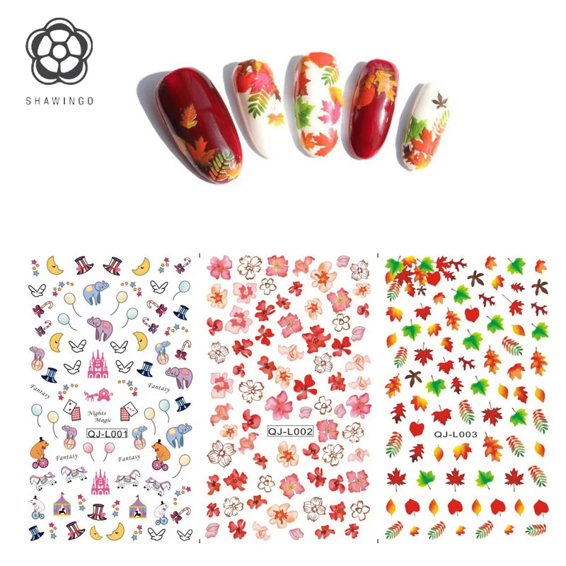 Harajuku Japanese Nail Stickers Water Transfer Nail Art Sticker Leaves ...