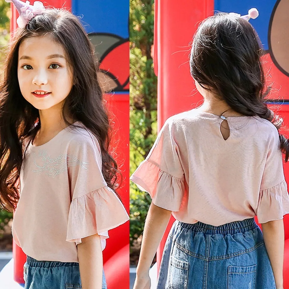 cotton pink t shirt for girls summer tees tops 8 10 11 12 years summer ...