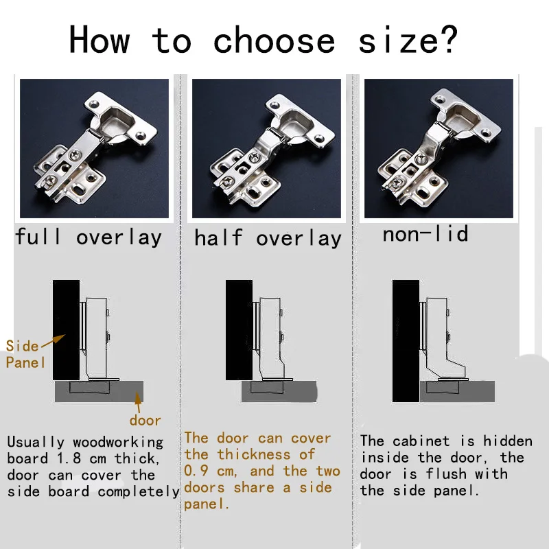Stainless Steel Door Hydraulic Hinges Full Half Overlay Cupboard Hinge ...