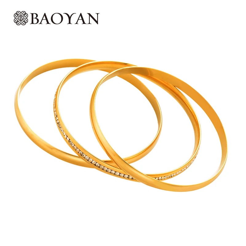 2016 New Fashion 3 Pieces Gold Color 316L Stainless Steel Bangle For ...