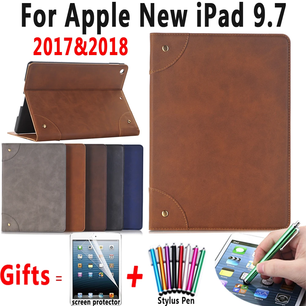 Premium Kulit Retro Tas Tablet Kasus untuk Apple iPad Baru 9.7 2017 ...