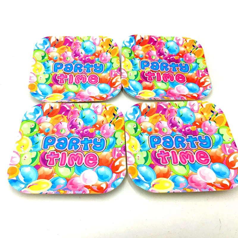10PCS/LOT HAPPY BIRTHDAY SQUARE PLATES KIDS BIRTHDAY PARTY FAVOR SQUARE ...