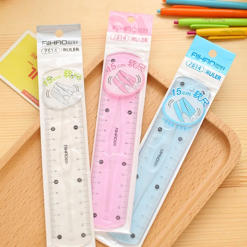3 pcs/lot 15cm Cute Kawaii Soft Flexible School Scale straight Ruler ...