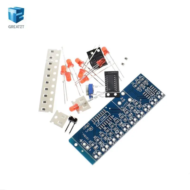 NE555+CD4017 Running LED Flow LED Light Electronic Production Suite DIY ...