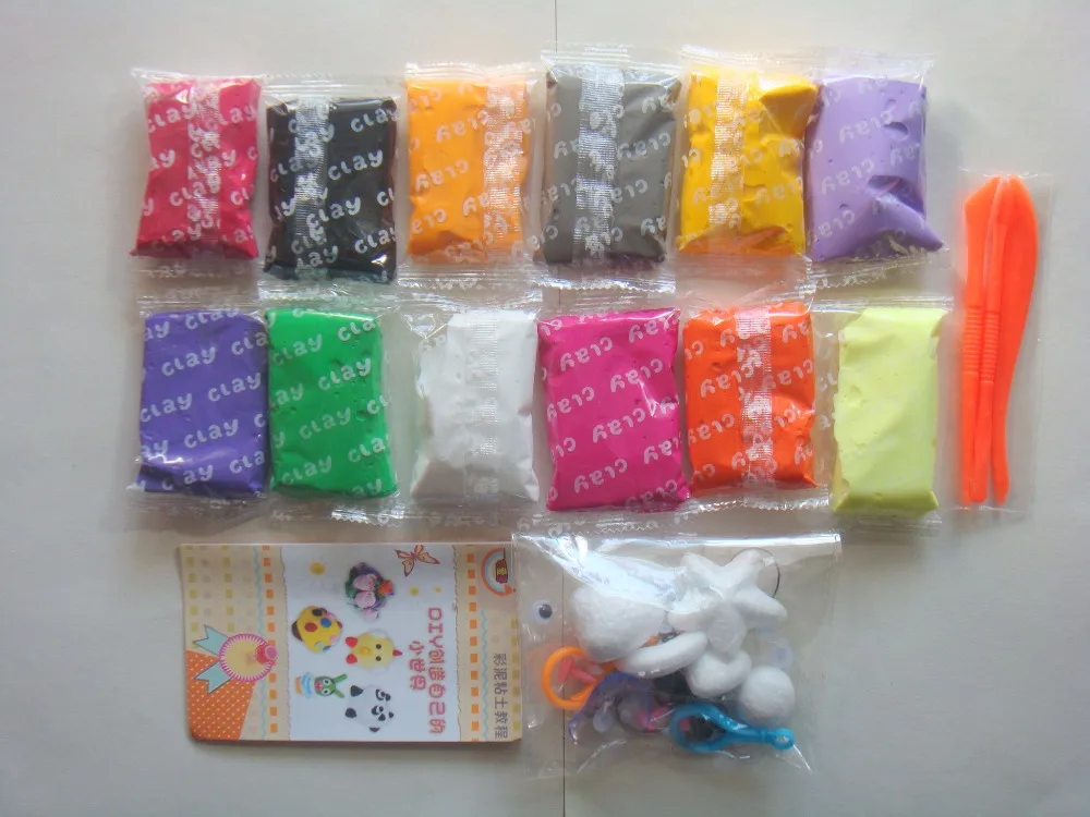 12 color air dry clay jumping clay ,each with 20g packing total 240g ...