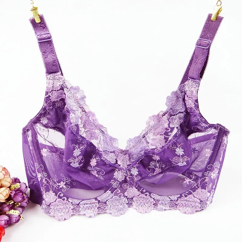 Summer ultrathin large size brassiere embroidery full cup Sexy lace bra ...