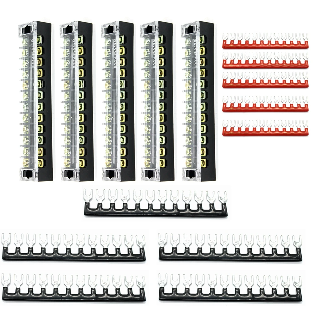600V 15A Dual Row 12 Position Screw Terminal Electric Barrier Strip ...