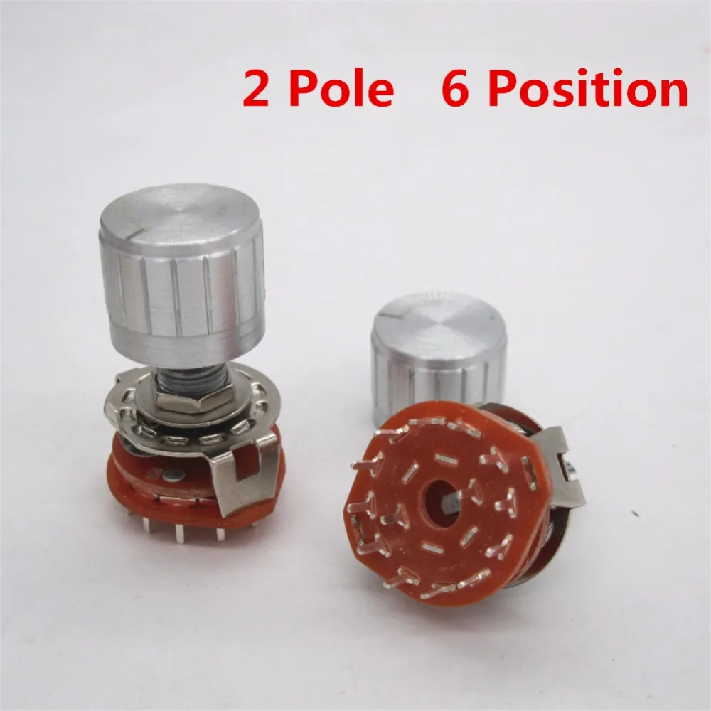 10pcs High-quality Shaft Panel Mount 2p6t Rotary Switch Selector Band 2 ...