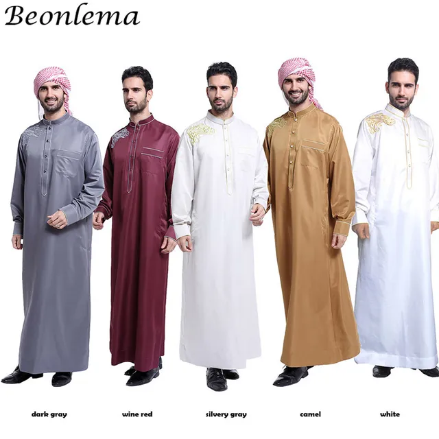 Vestido musulmán Beonlema Hombre Jubba Thobes hombres Islam caftán ...