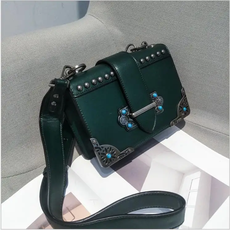 2018 spring shoulder bag with rivet belt handbags pu leather crossbody ...