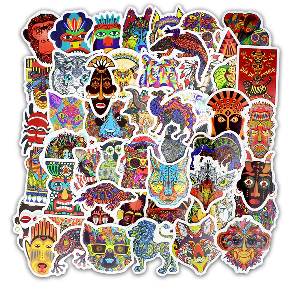 50 PCS Totem Sticker Animal Graffiti Tribal Tattoo Ethnic Stickers to ...