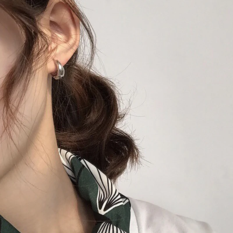 SRCOI трендовые золотые серебряные серьги с толстыми кольцами, круглые ...