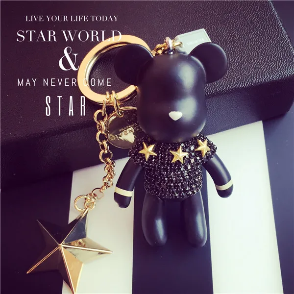 Bomgom Tassels Cartoon Popobe Gloomy Bear Keychain Star Gold Metal Bag ...