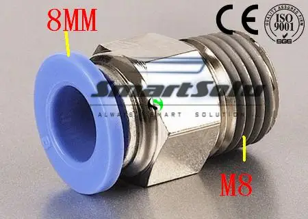 Free Shipping 10pcs/lot PC08 M8 Male Straight Pneumatic One Touch ...