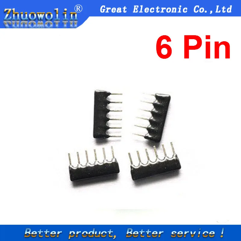 20pcs/Lot 1K 4K7 10K 22K 6 Pin 2% SIP 6 Network Array Resistor|array ...