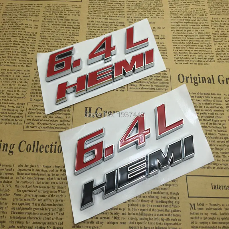 2pcs 6.4L HEMI Car 3D Letter Emblem Sticker Rear Badge For Dodge ...
