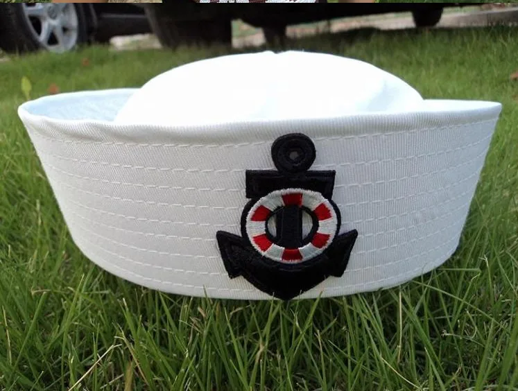 White Embroidery Children Captain hats Ship Sailor Navy Cap Kids Boy ...