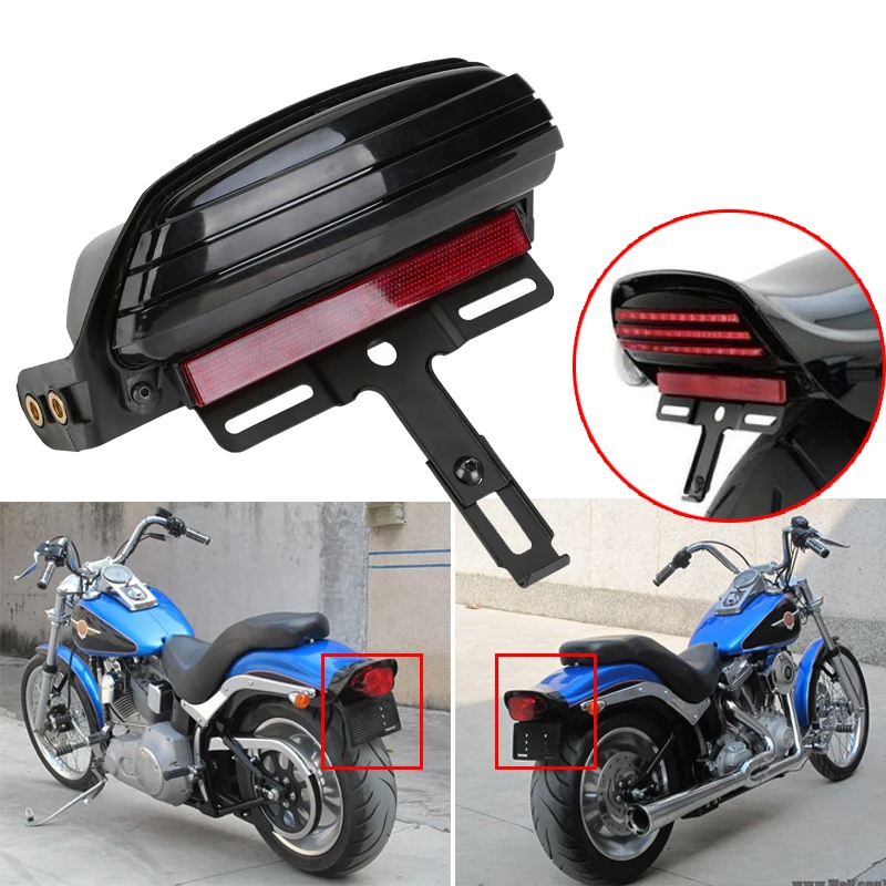 Motorcycle Fender License Plate Smoke Tri-bar Fender Led Tail Light ...