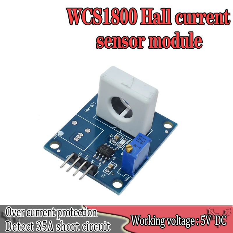 WAVGAT DC 5V WCS1800 Hall Current Detection Sensor Module 35A Precise ...