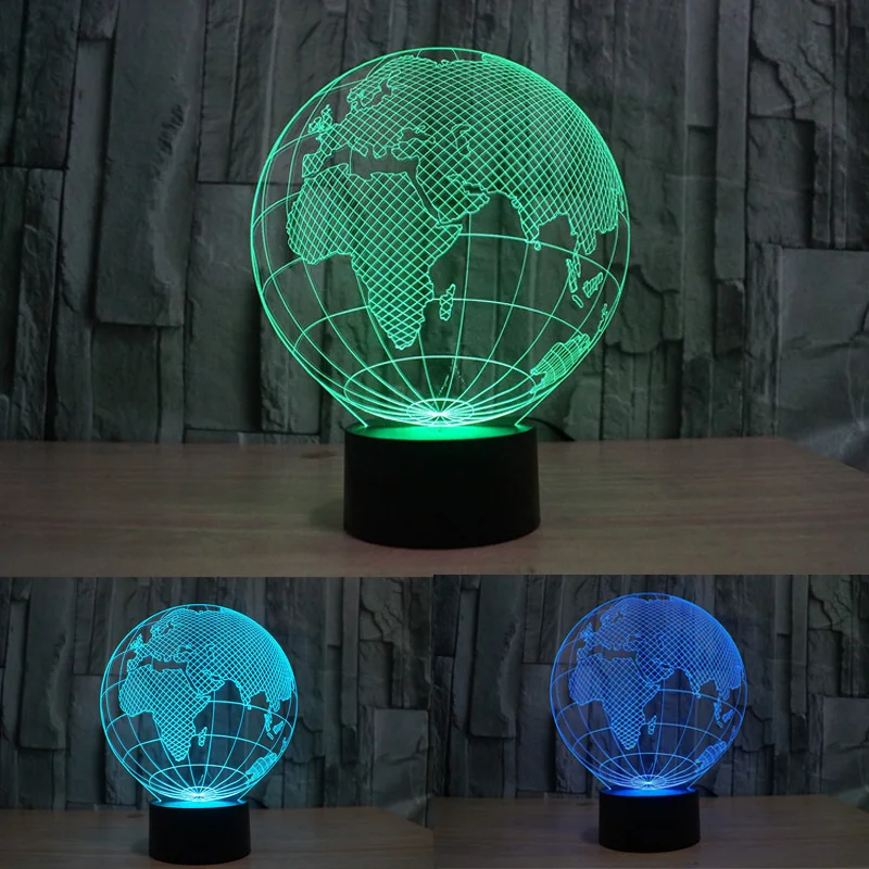 Colorful 3D Lampe Optical Illusion LED Lamp 3D European Globe Shape ...