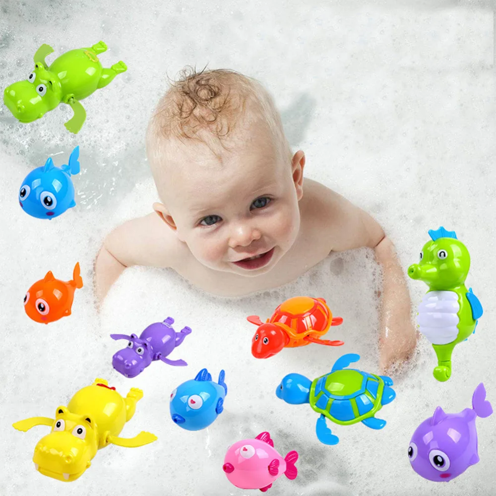 Newborn Cute Cartoon Animal Tortoise Baby Bath Toy Infant Swim Turtle ...