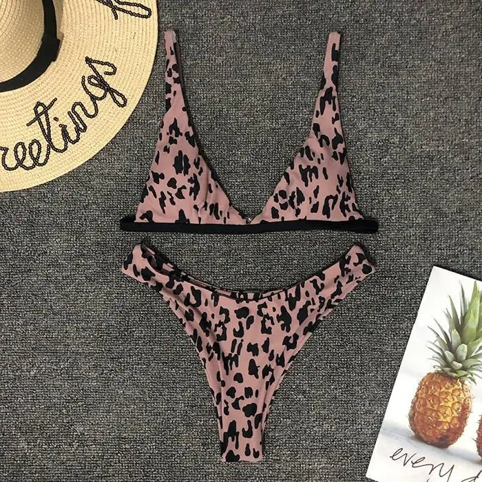 Sexy Bikini traje de baño mujeres leopardo Bikini Set 2019 traje de ...