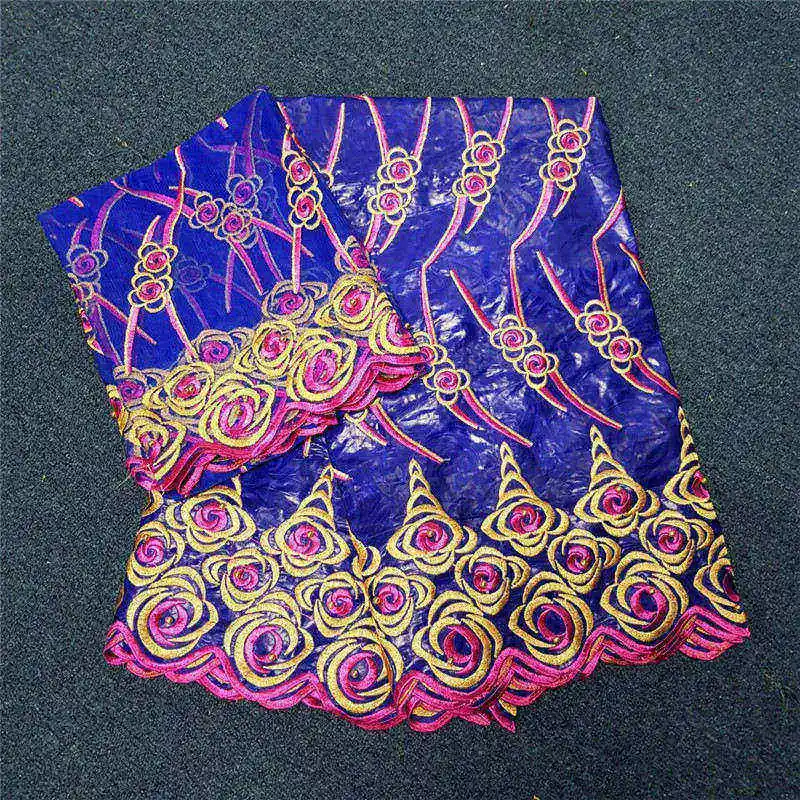 African Royal Blue Fuchsia Guinea Brocade Lace Fabric Bazin Riche ...