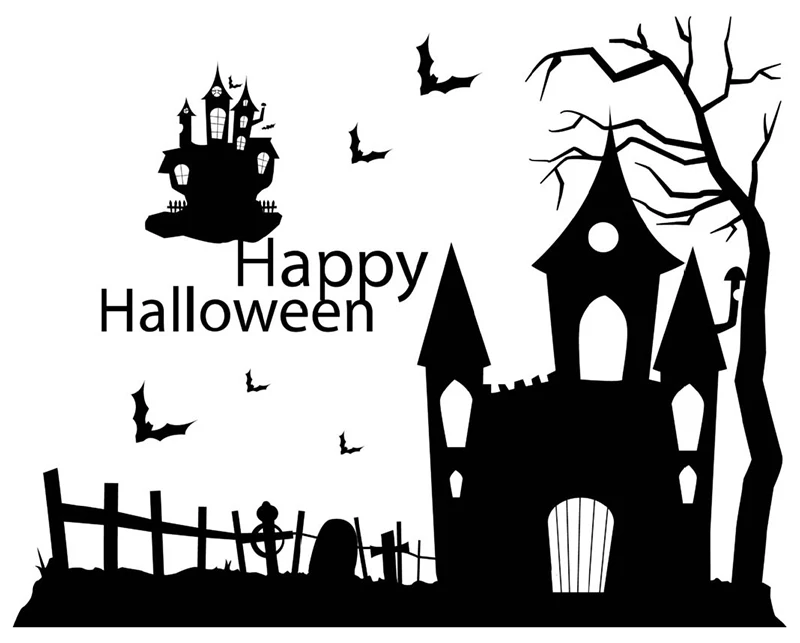 new halloween haunted house wall stickers home decor living room ...