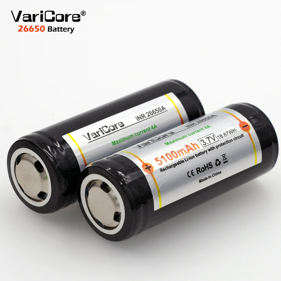 3PCS VariCore Protection 26650 5100mAh 3.7V Li lon Rechargeable Battery ...