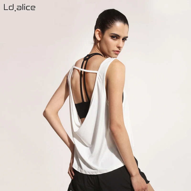 LD.ALICE Summer Women Loose Skimpy Backless Yoga Tank Tops Comfortable ...