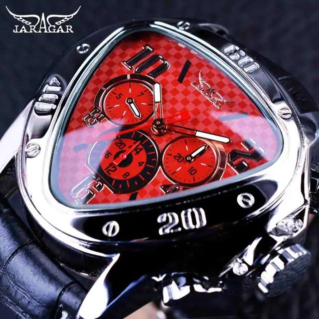 Jaragar Sport Racing Design Geometric Triangle Design Genuine Leather ...