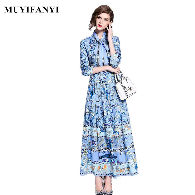 2018 Autumn European Fashion High Quality Designer Runway Dress Vintage ...