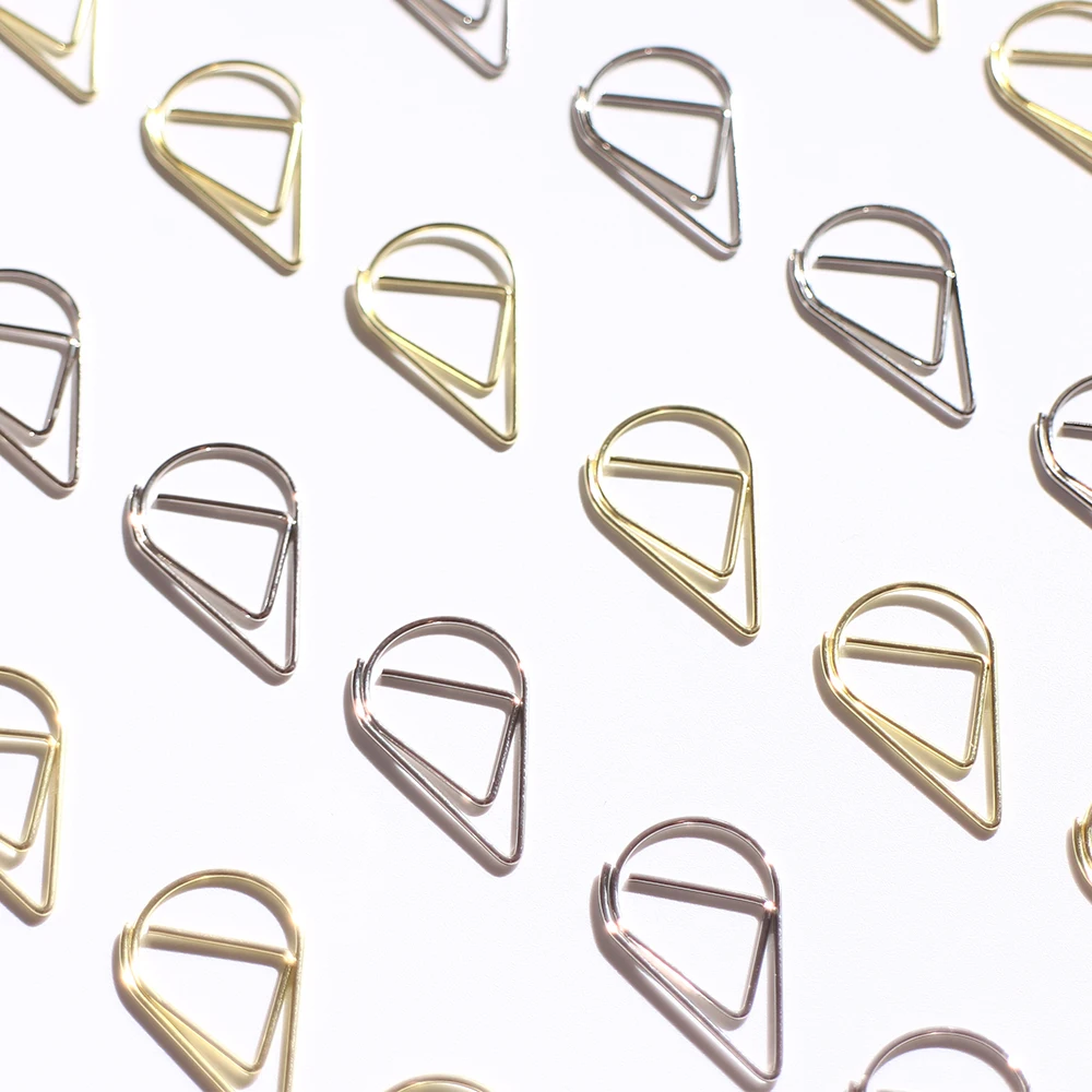 60 clips/lot Korean Stationery Hollow Out Binder Clips Water Drop Paper ...