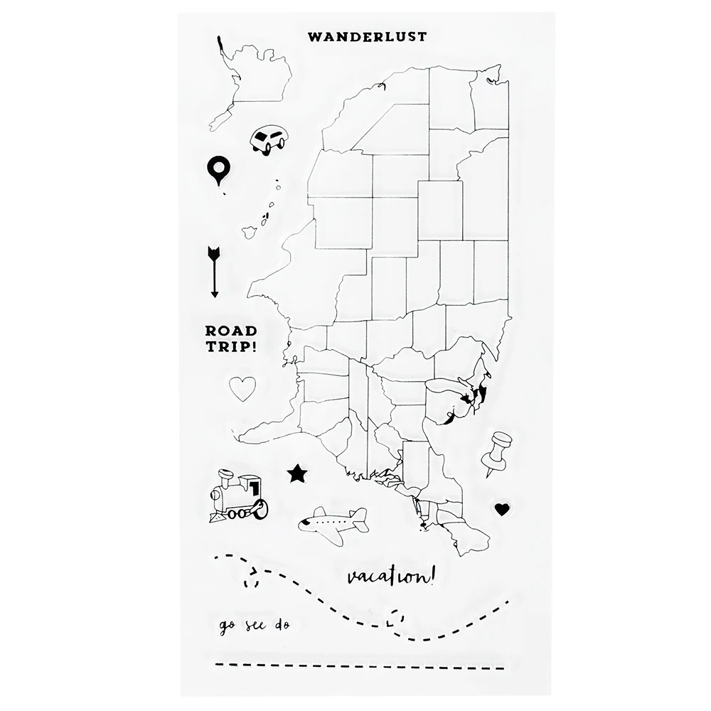 Map Clear Stamp for Scrapbooking DIY Photo Album Paper Card Making ...